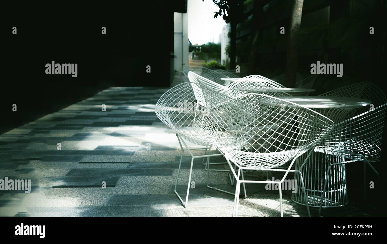 homemade modern iron net chairs for sitting in outdoor garden Stock ...