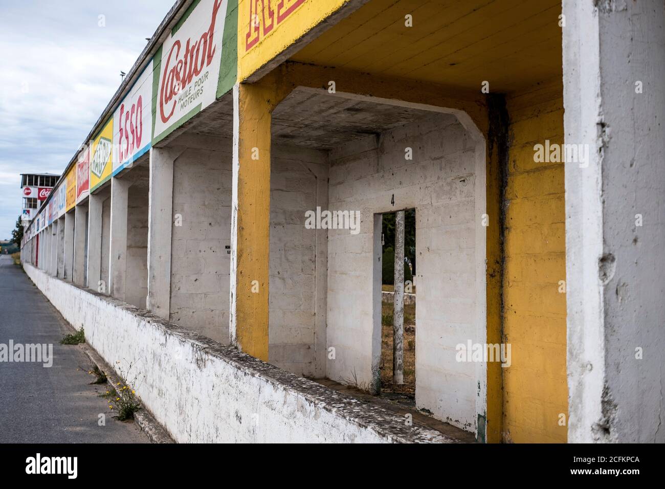 A view of the pit buildings and track at the former Formula One race ...