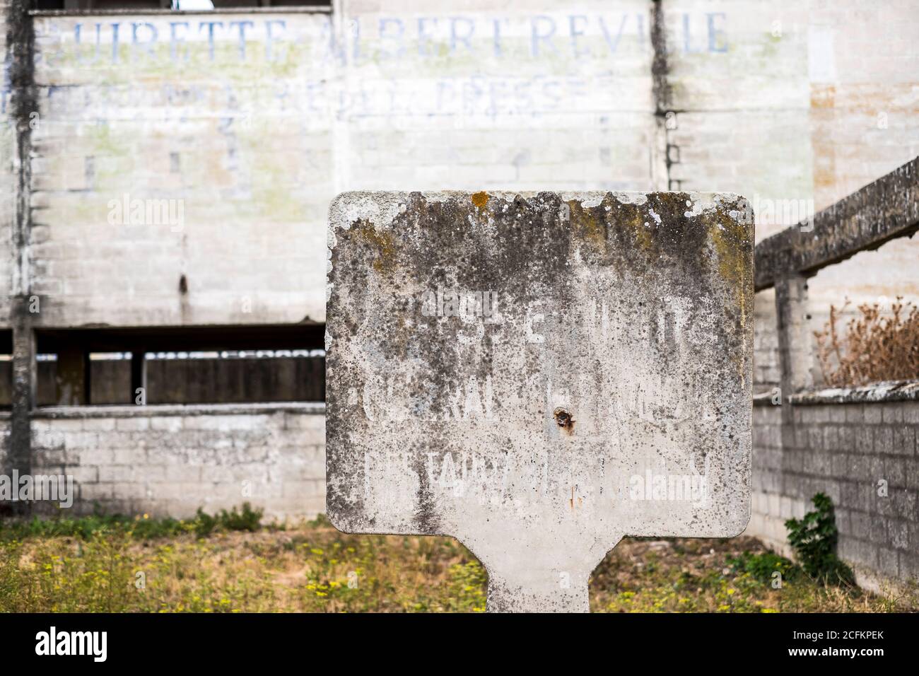 A view of the pit buildings and track at the former Formula One race ...