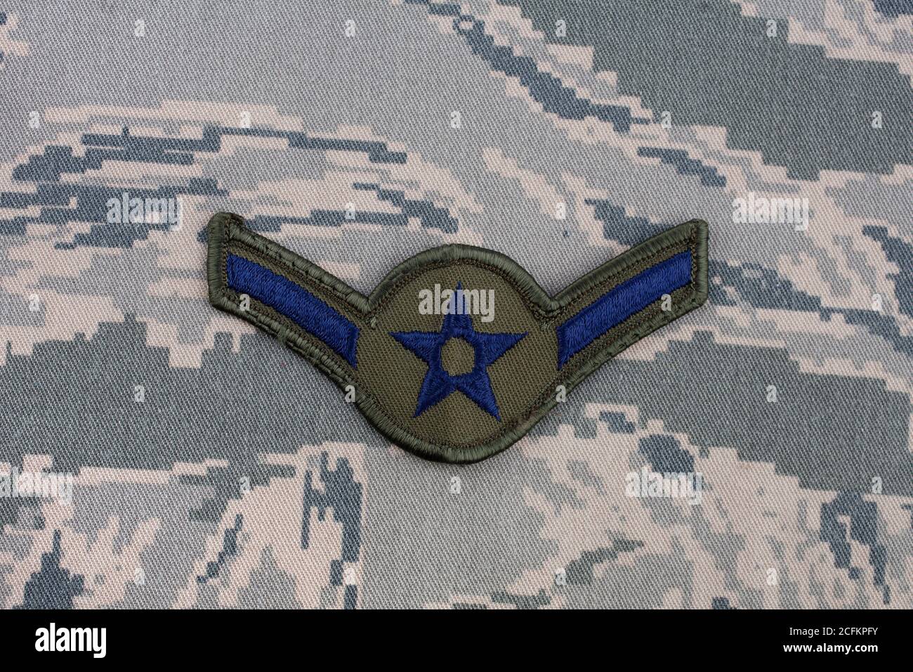 August 31, 2020. US AIR FORCE Airman rank patch on digital tiger-stripe ...