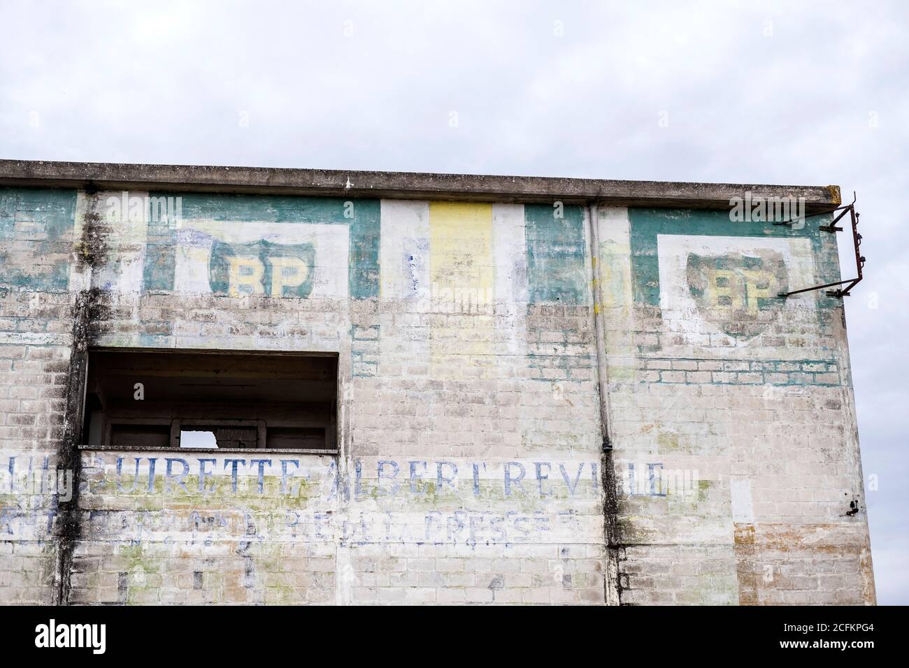 A view of the pit buildings and track at the former Formula One race ...