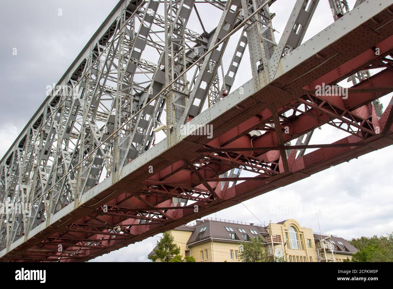 Metal section of the railway bridge. Railway Bridge. Fragment of the ...