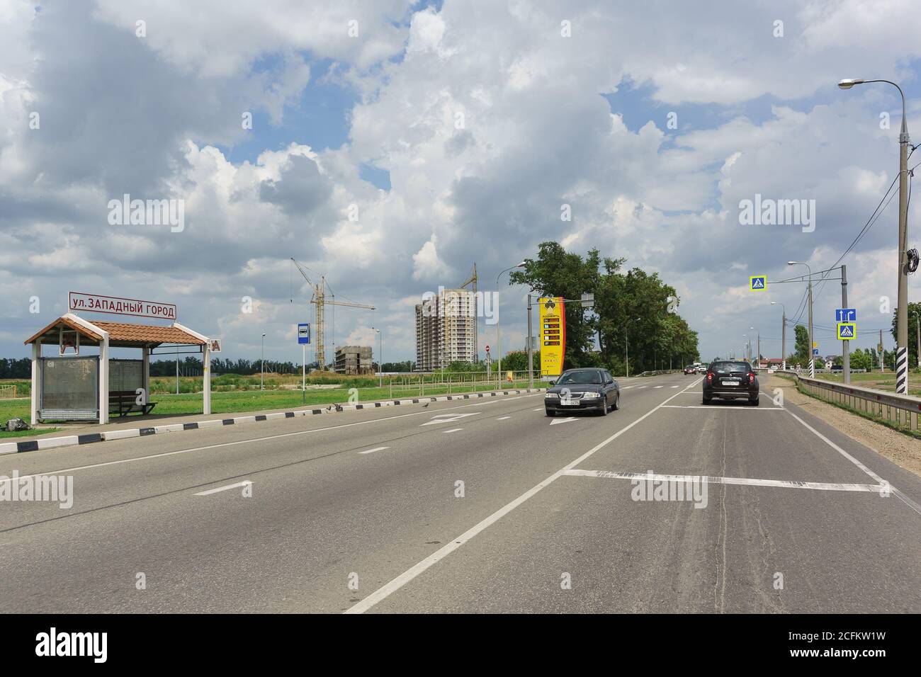 Bus stop marking on road hi-res stock photography and images - Alamy