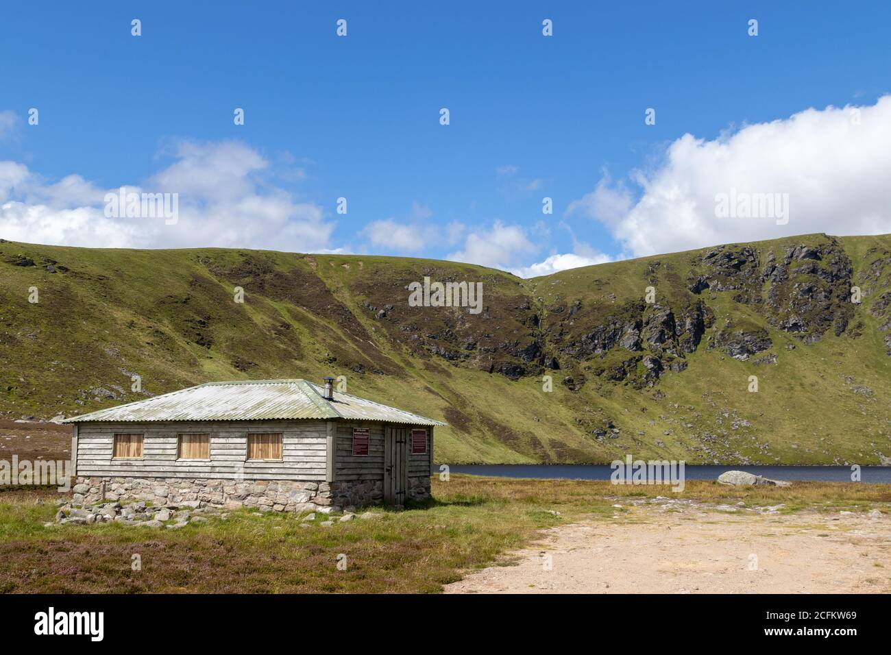 The mountain hut, bothy, at Loch Wharral, in Glen Clova, Angus ...