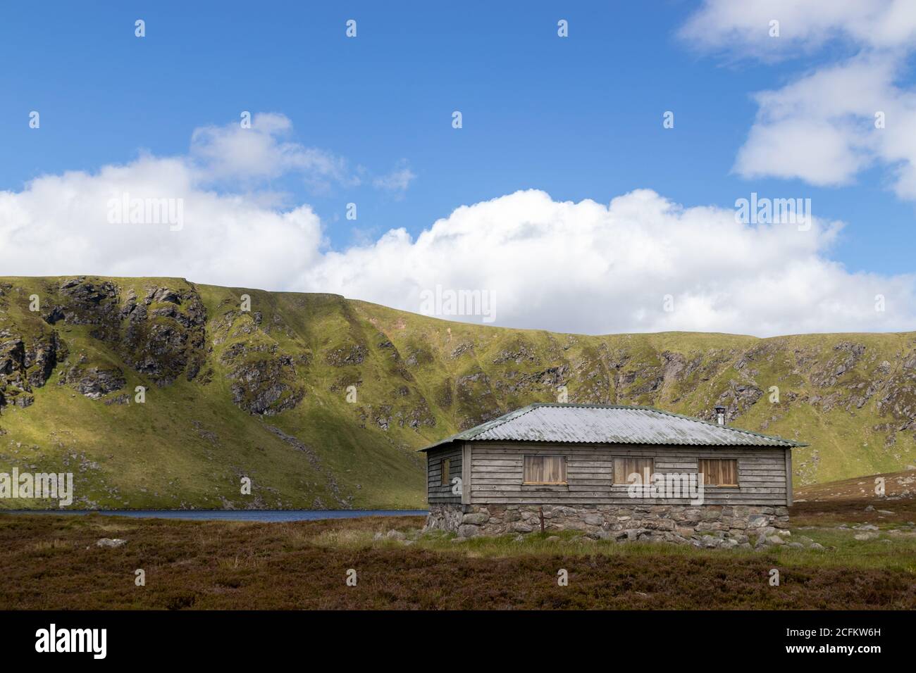 The mountain hut, bothy, at Loch Wharral, in Glen Clova, Angus ...