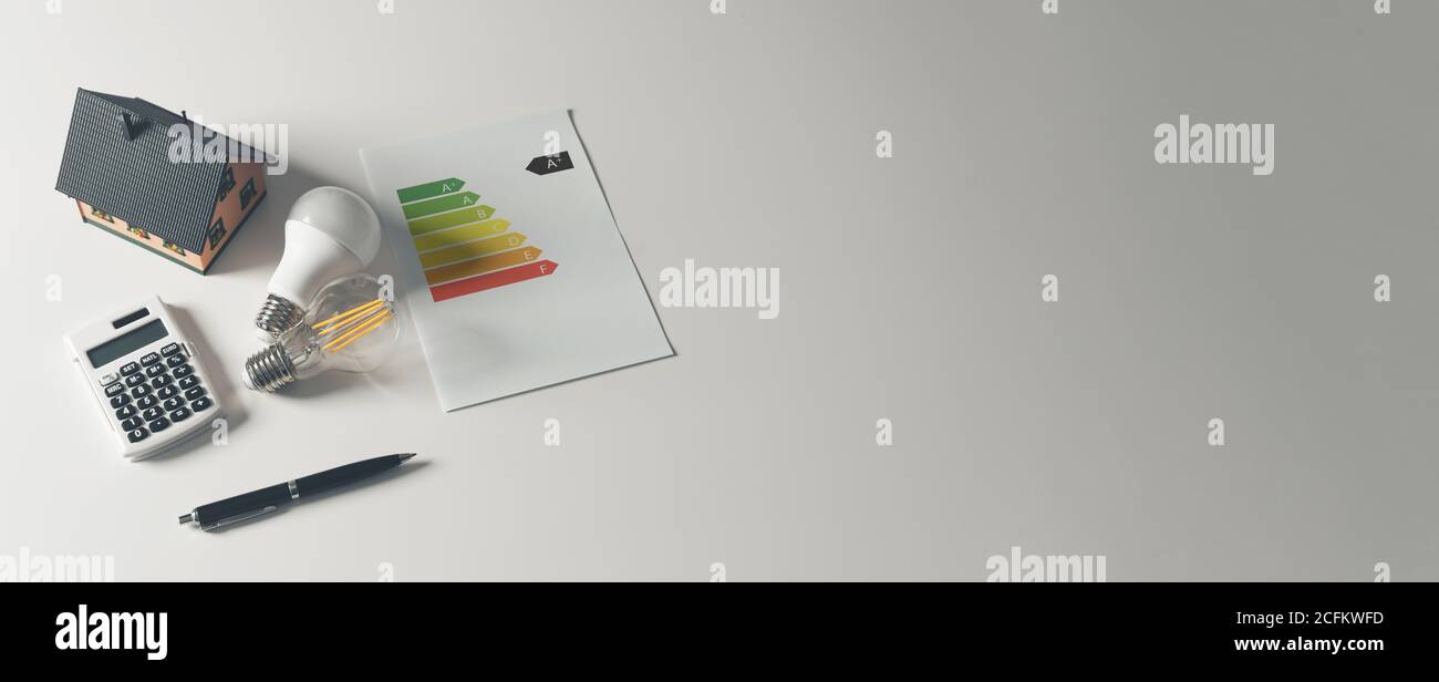 Energy rating chart with light bulbs. Energy efficiency concept. Web ...