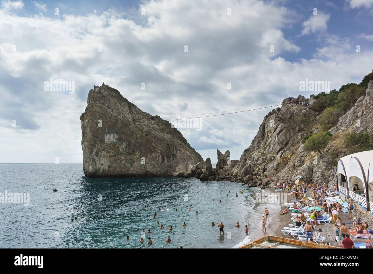 Simeiz, Yalta, Crimea, Russia-September 09, 2018: Beach with ...