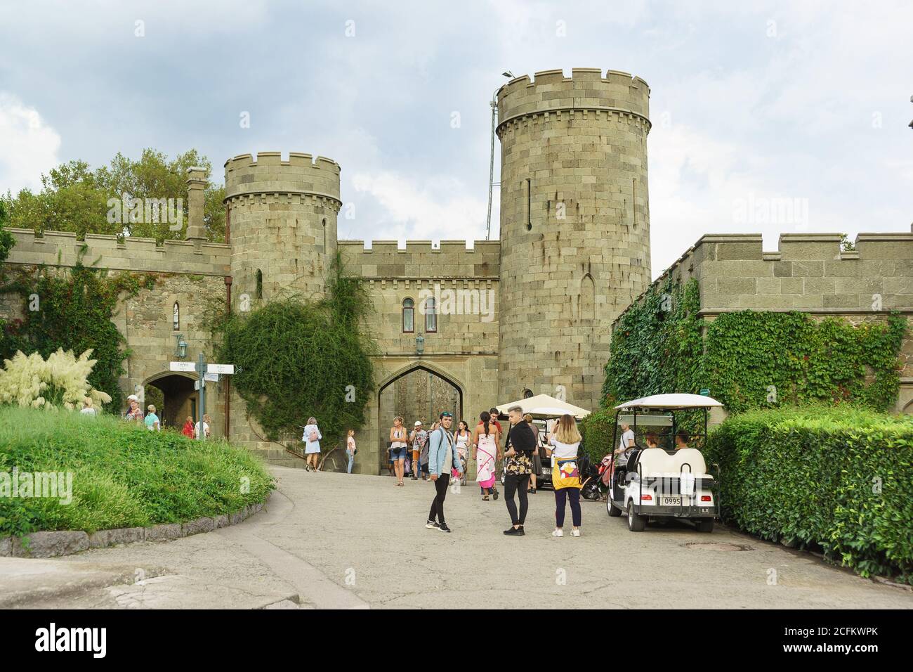 Alupka, Yalta, Crimea, Russia-September 08, 2018: Tourists near the ...