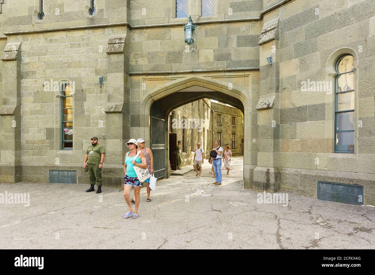 Alupka, Yalta, Crimea, Russia-September 12, 2018: Tourists under the ...