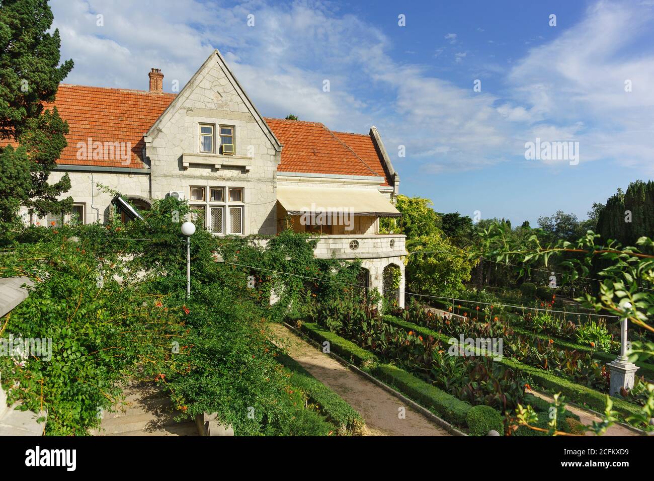 Gaspra, Yalta, Crimea, Russia-September 10, 2018: flower garden ...