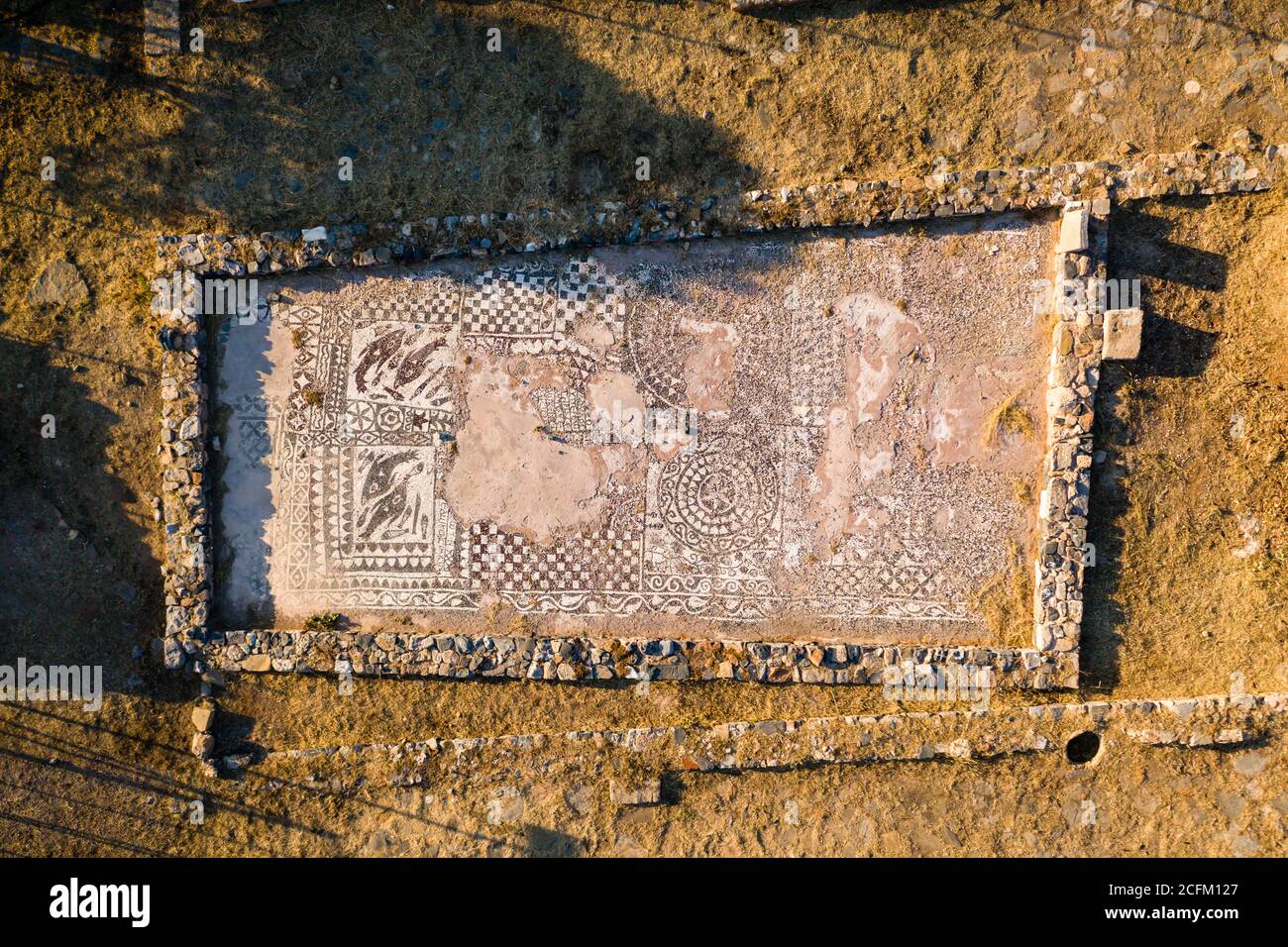 Remains of an ancient Byzantine (4-5th century) mosaic floor and ...