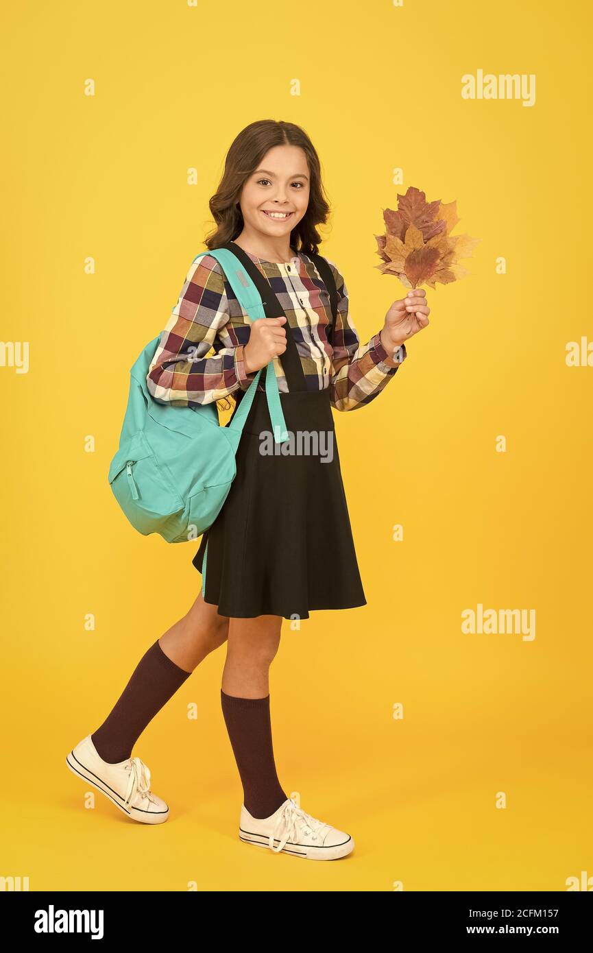 Classy school look. Happy little child have formal look in school dress ...