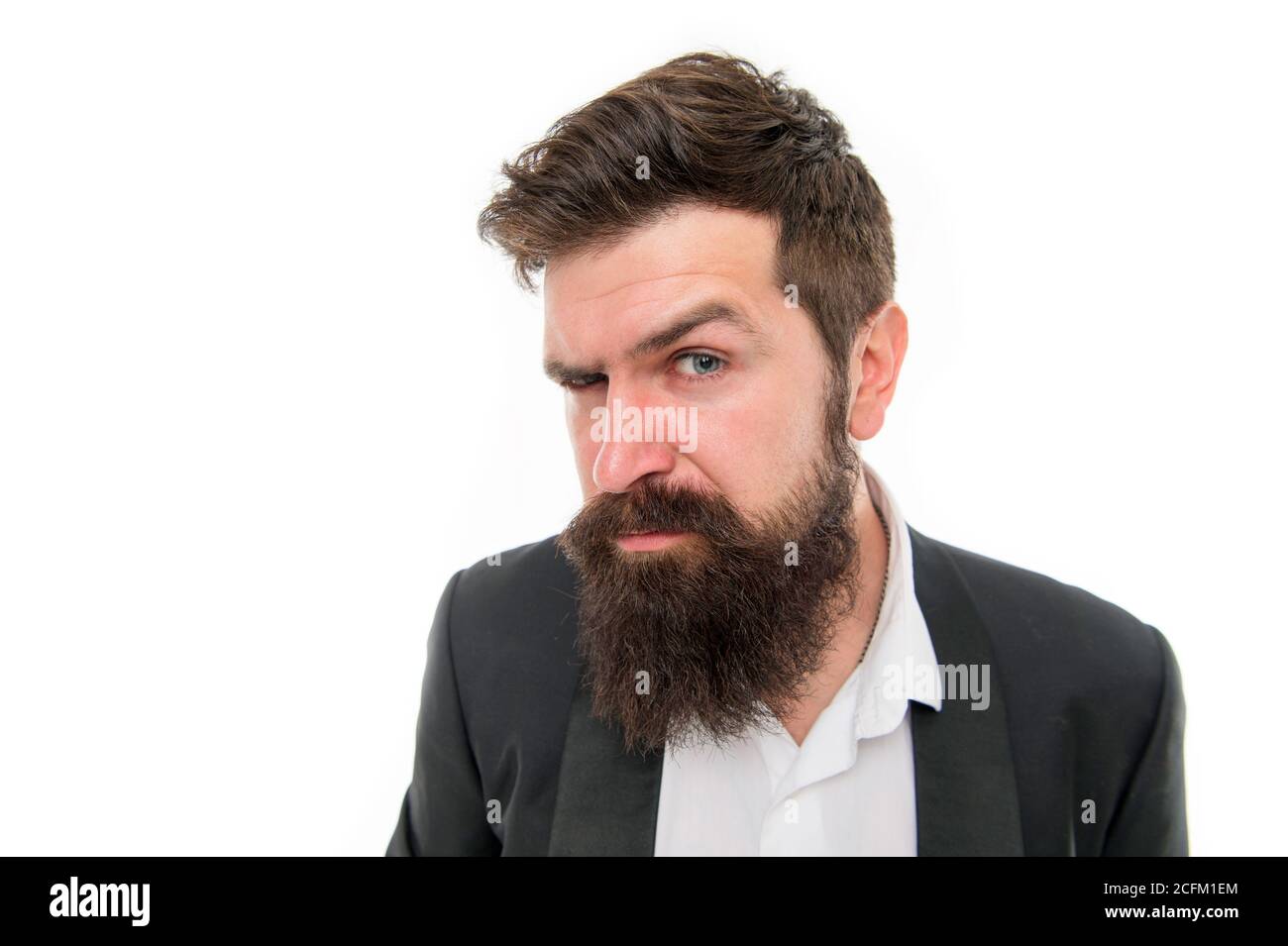 Its time to shave beard off. Hipster with beard and mustache hair ...