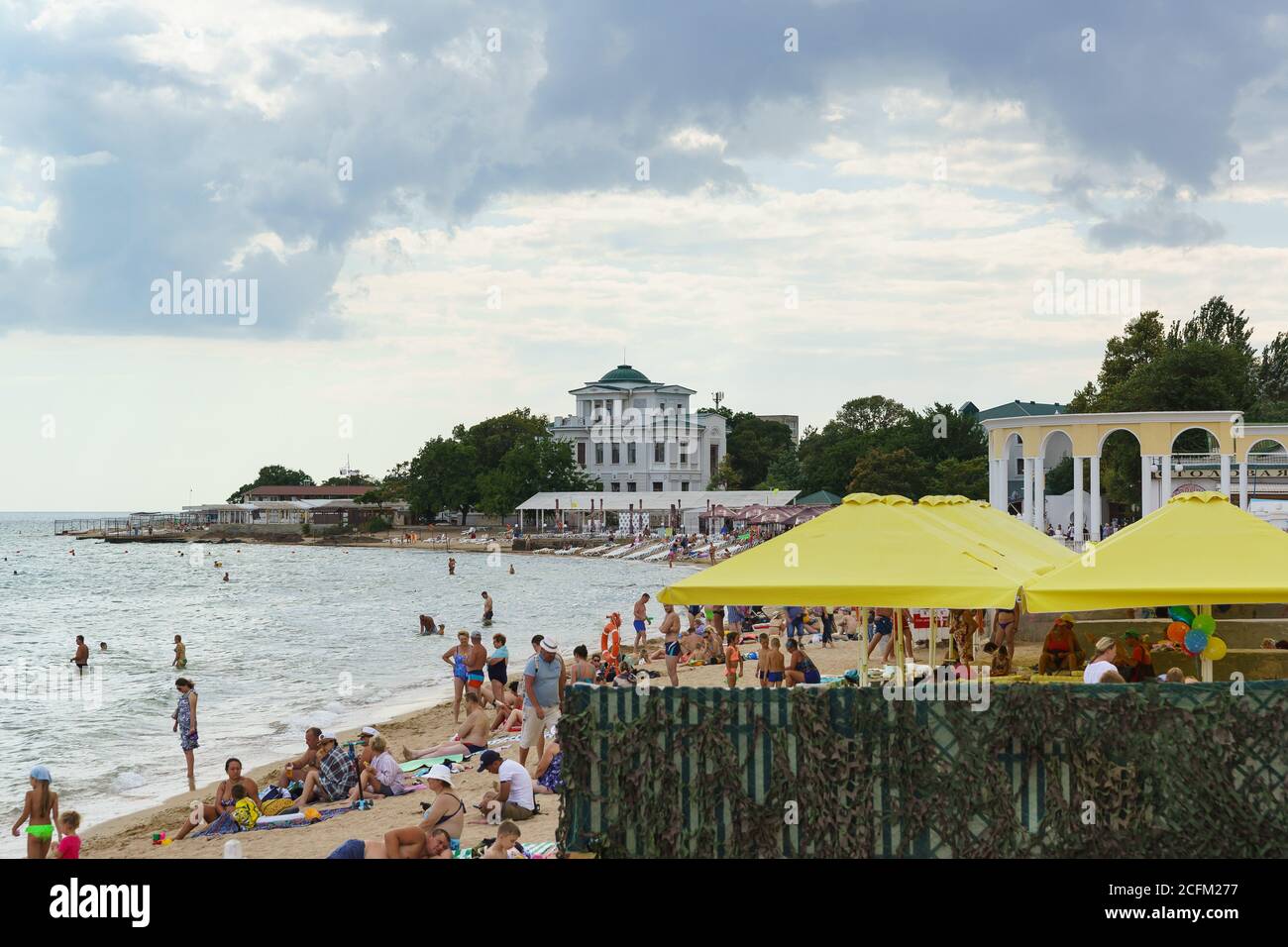 Evpatoria, Crimea, Russia-September 07, 2019: beaches of the resort ...