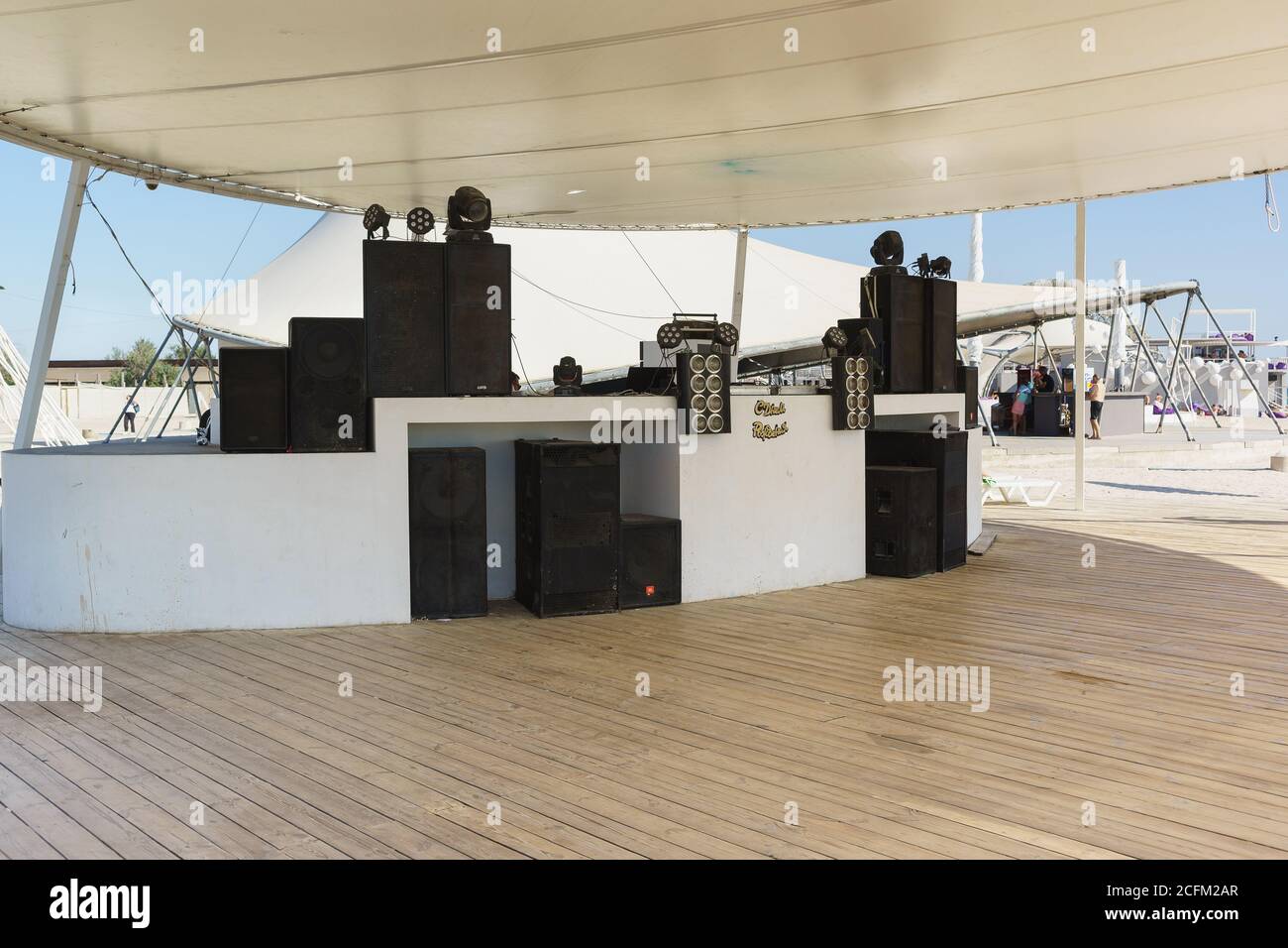 Popovka, Saki district, Crimea - 10 September 2019: Acoustic equipment ...