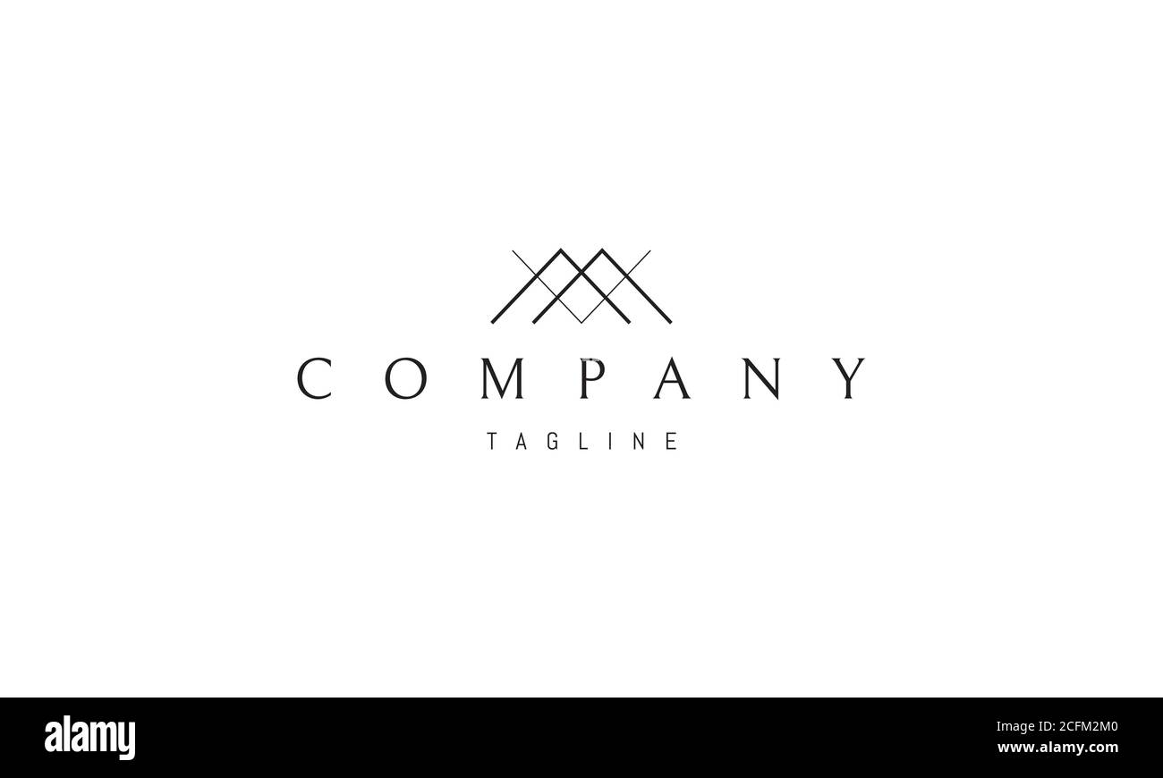 Vector logo in which an abstract image of two intersecting roofs that ...