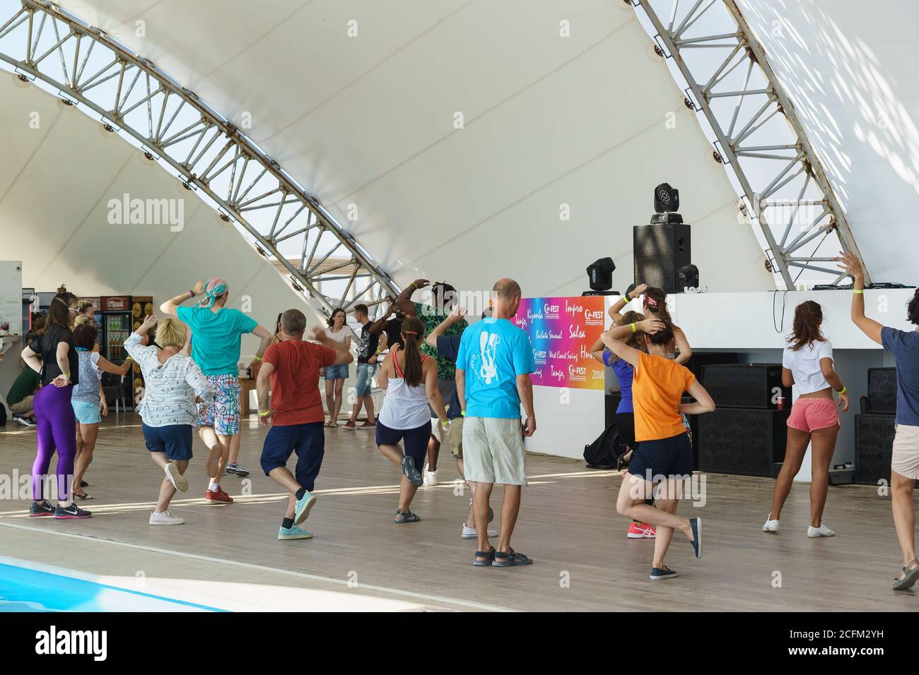 Popovka, Saki district, Crimea-September 10, 2019: learning to dance ...