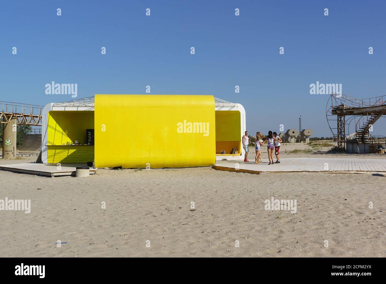 Popovka, Saki district, Crimea-September 10, 2019: Bar stylized as a ...