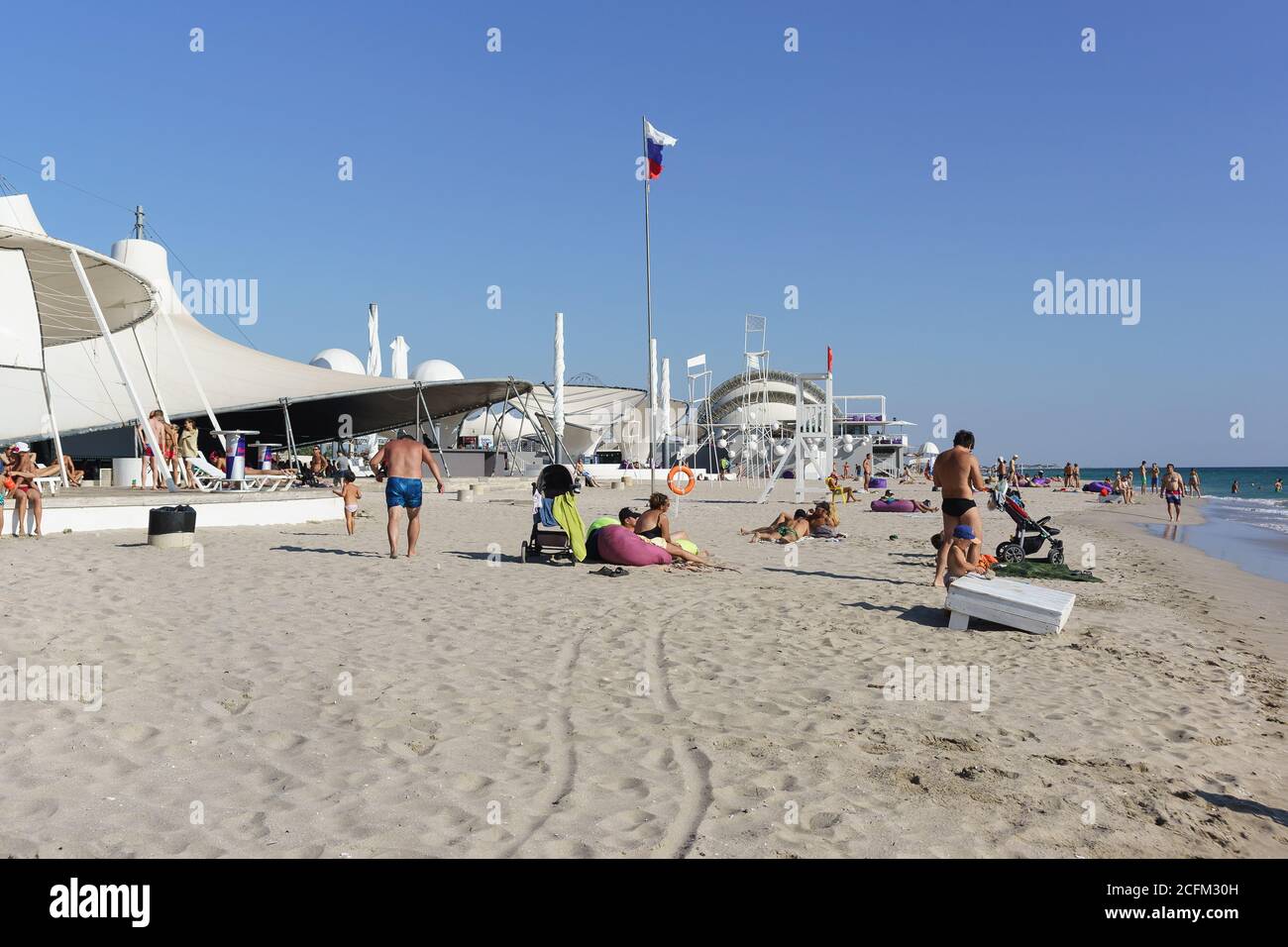 Popovka, Saki district, Crimea - 10 September 2019: People on Z. City ...