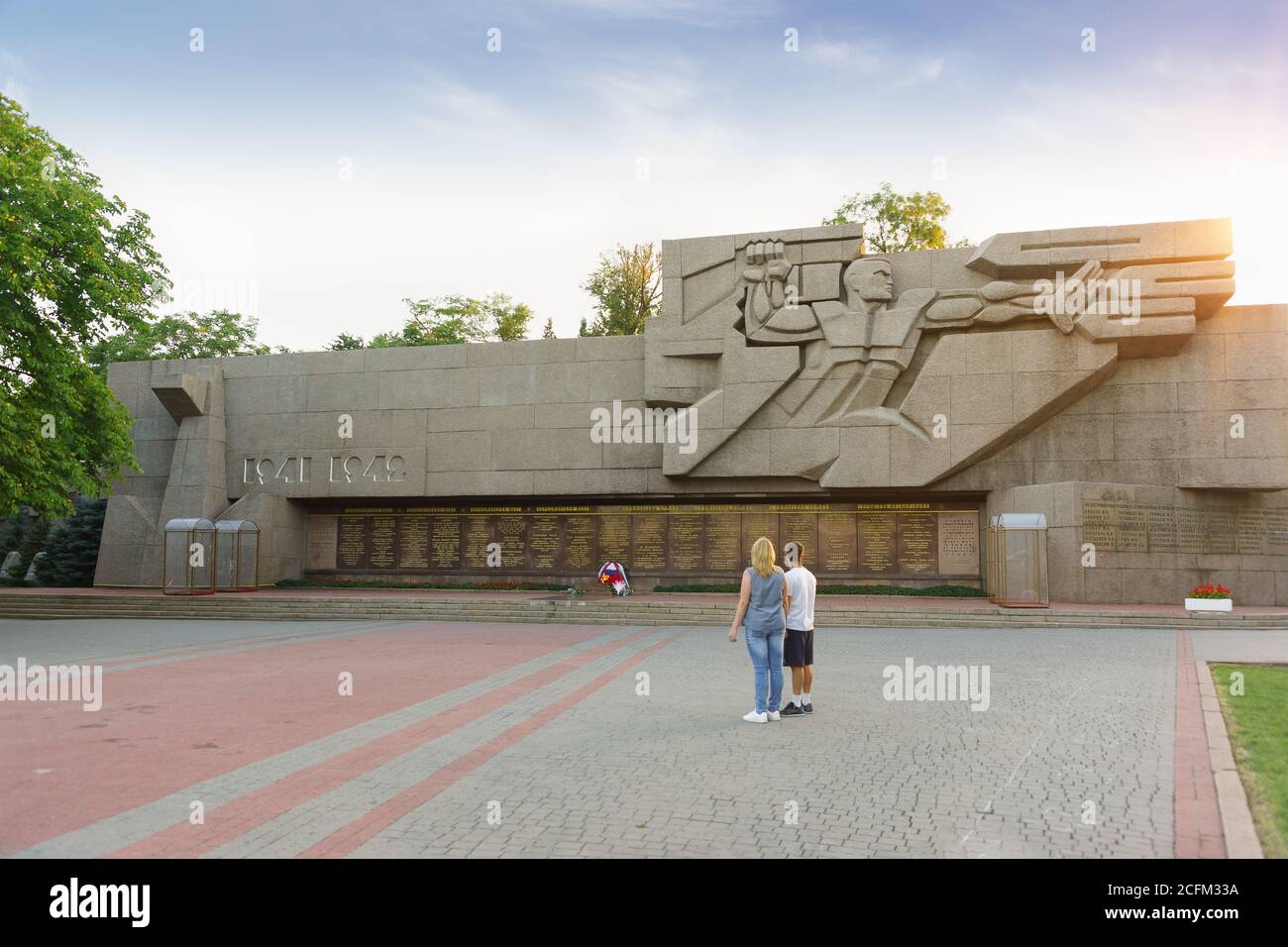 Sevastopol, Nakhimov square, Crimea-September 03, 2017: Tourists stand ...