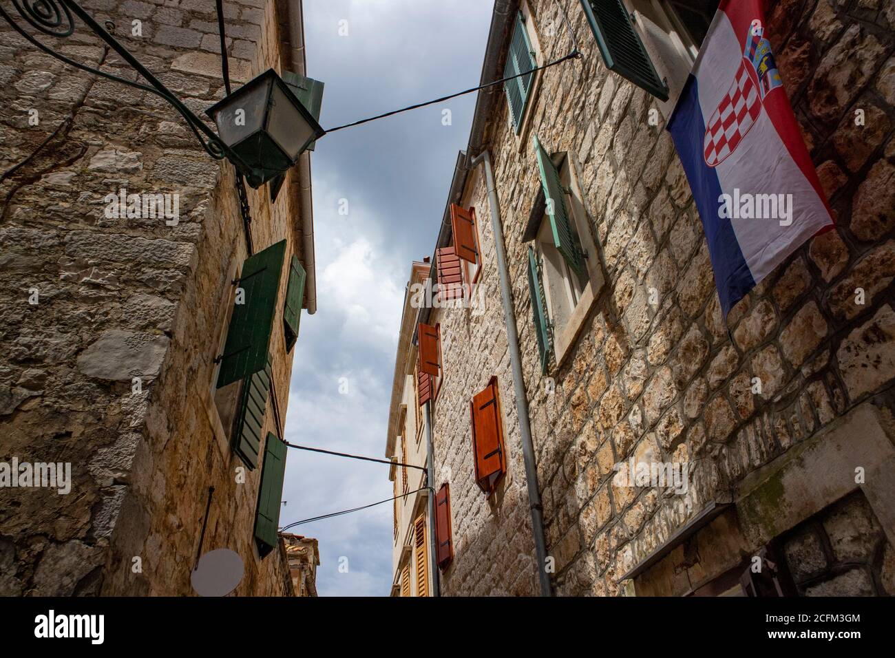 Stari grad/Croatia-August 5th,2020: Magnificent narrow streets between ...