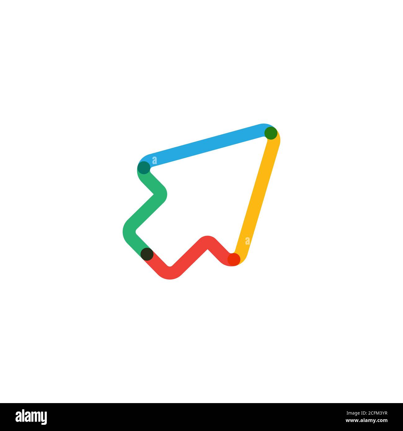 Multicolor mouse arrow icon, computer mouse arrow vector icon, line ...