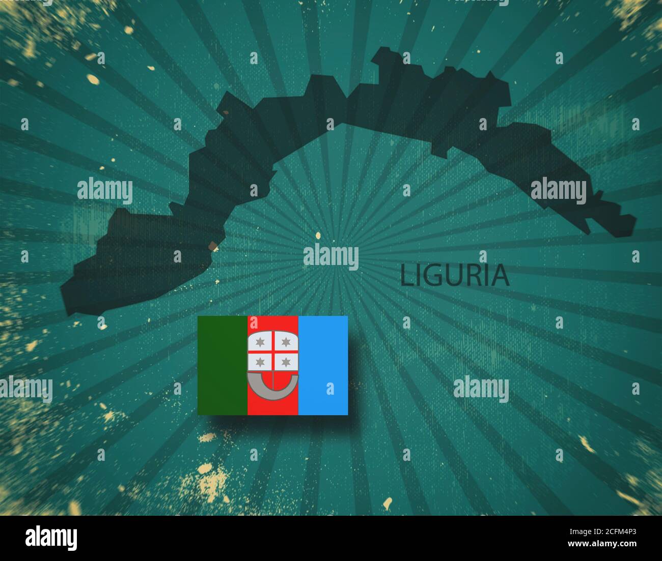 Map and flag of Liguria, region of Italy, 3D illustration Stock Photo ...