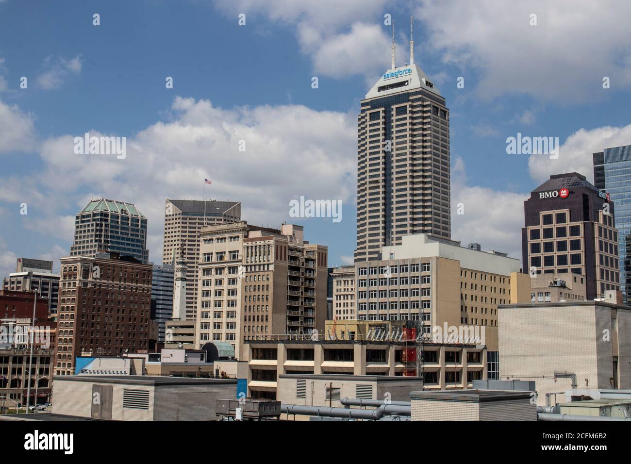 Indianapolis - Circa July 2020: Indy downtown skyline including the ...
