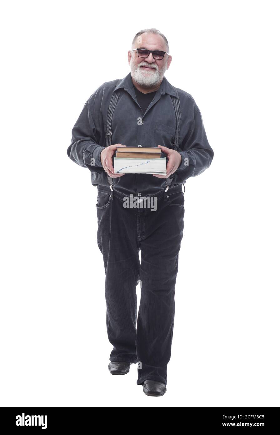 adult man with a stack of documents . isolated on a white Stock Photo ...