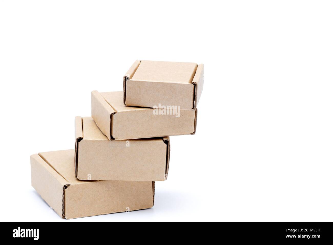 Cardboard boxes of various sizes isolated on white background Stock ...