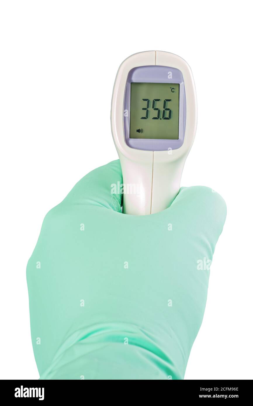 Hand holding digital thermometer hi-res stock photography and images ...