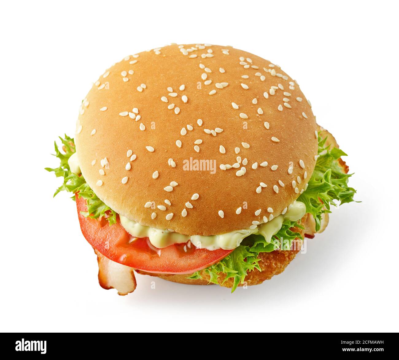 Crispy chicken burger top view hi-res stock photography and images - Alamy
