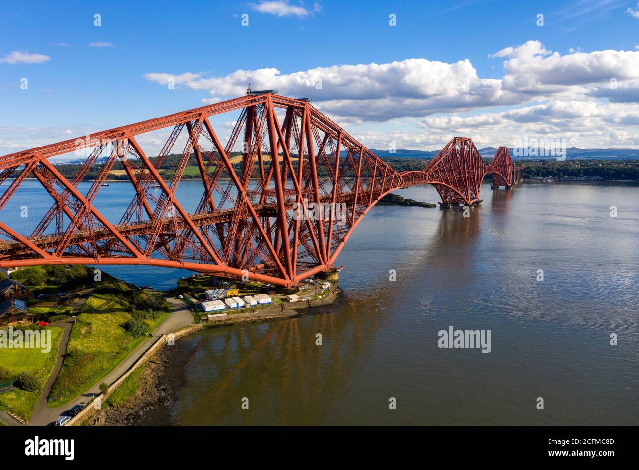 Aerial view of North Queensferry and the Forth Rail Bridge, Fife ...