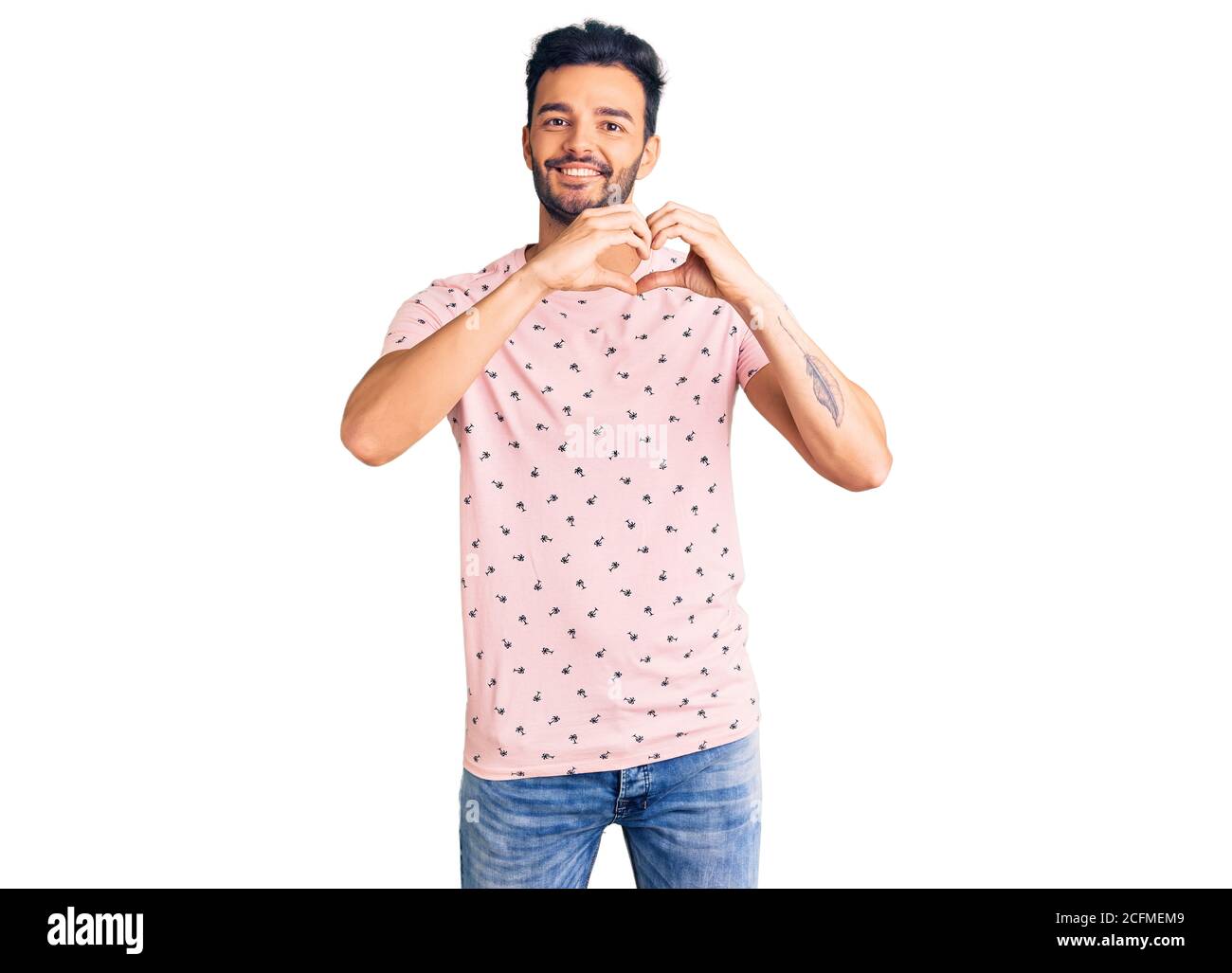 Young handsome hispanic man wearing casual clothes smiling in love ...