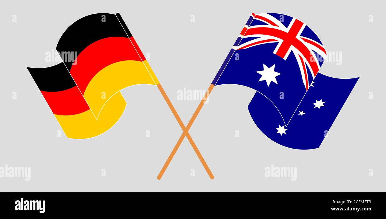 Crossed and waving flags of Australia and Germany. Vector illustration ...