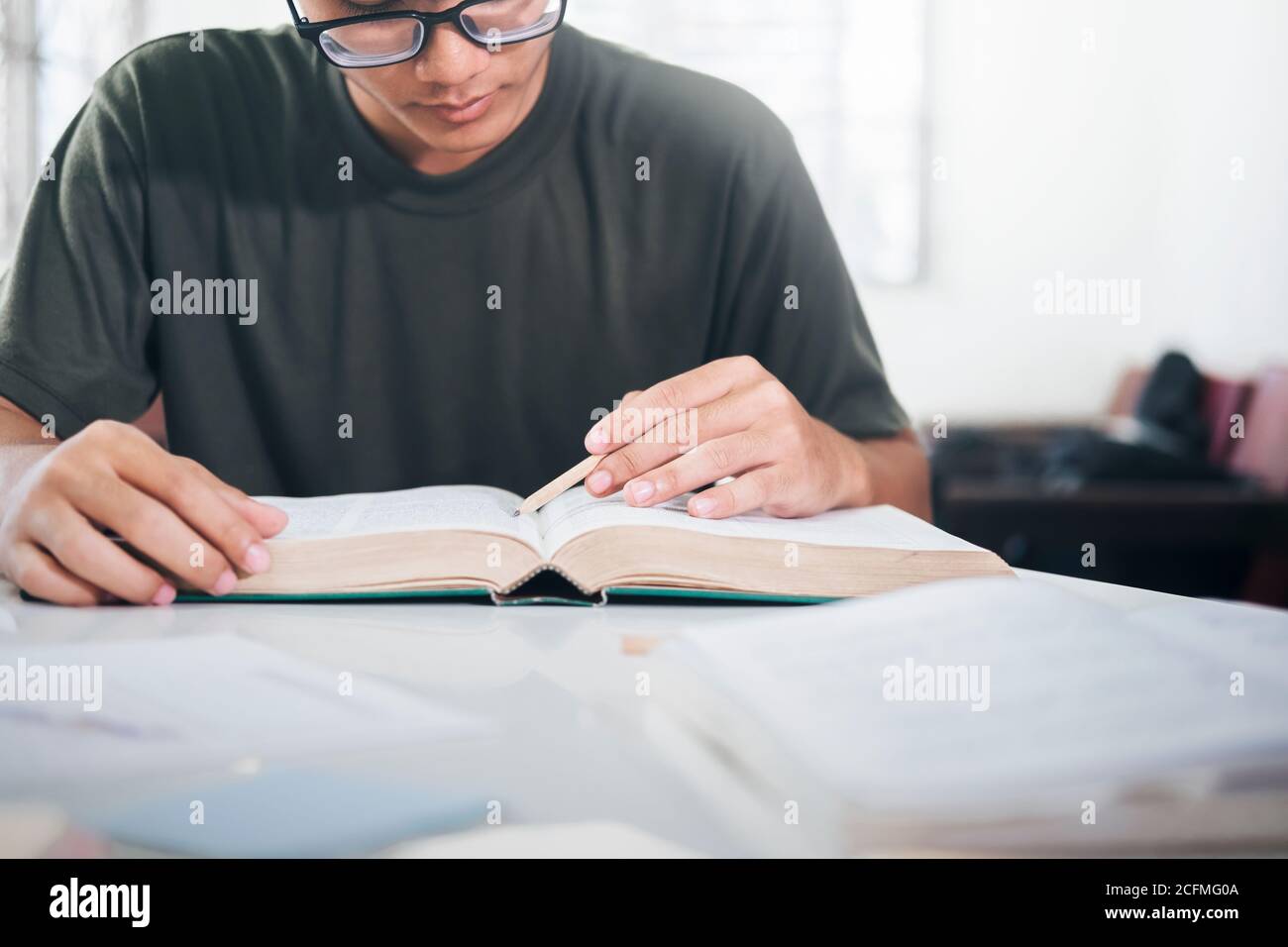 Reading a book. Education, Academic, Learning Reading and Exam concept ...