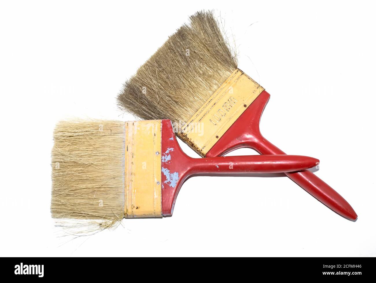 Old or used two paint brush isolated on a white backgrounds Stock Photo ...