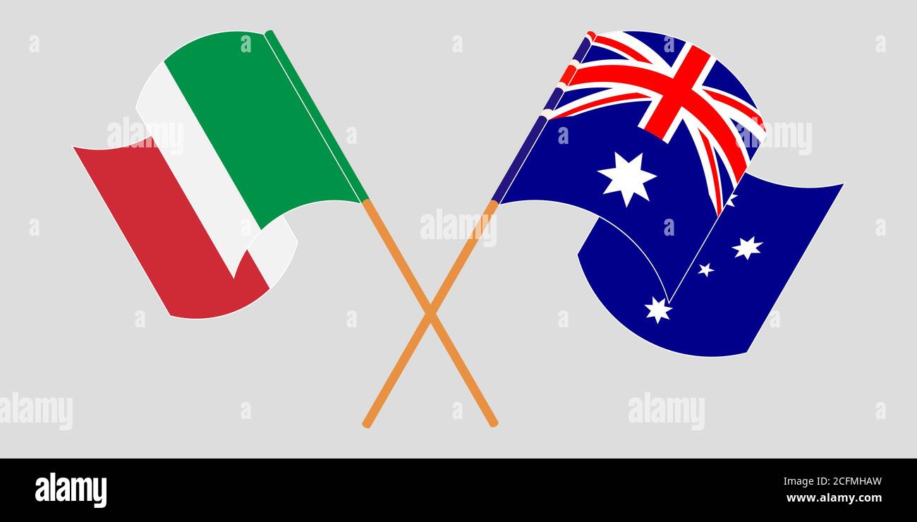 Crossed and waving flags of Australia and Italy. Vector illustration ...