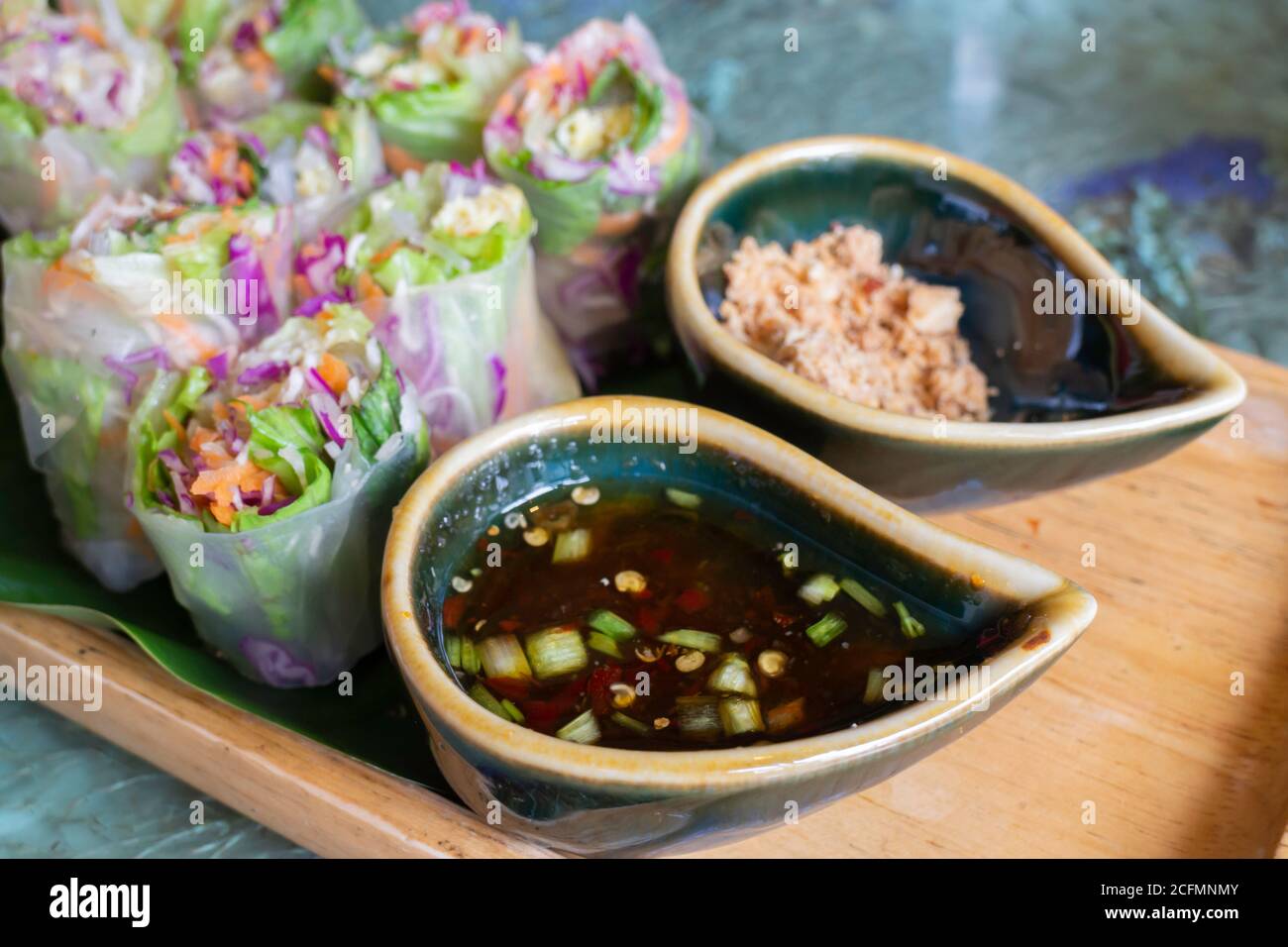 Spring rolls chili sauce hi-res stock photography and images - Alamy
