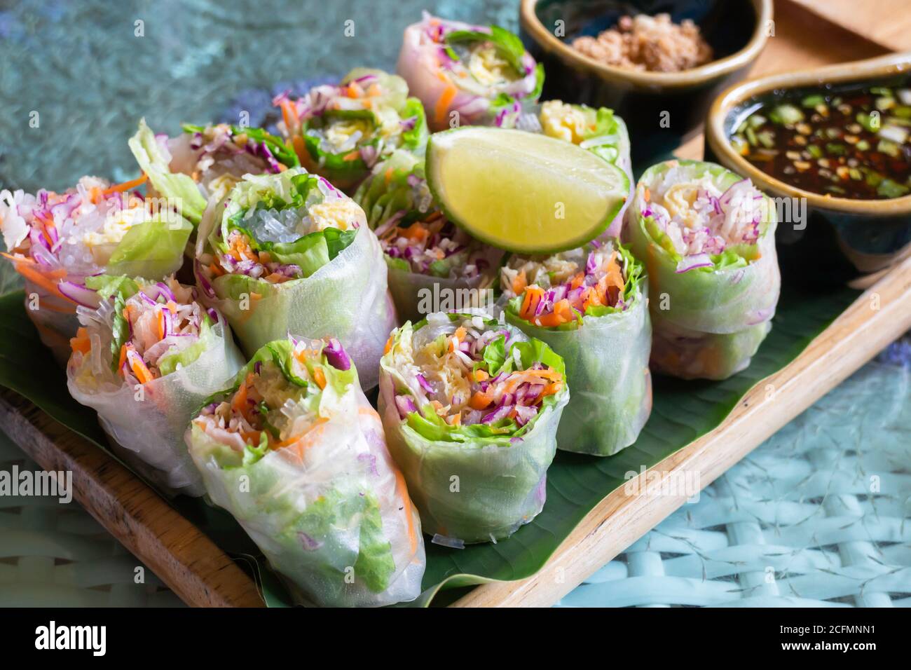 Healthy fresh vegetable spring rolls serving, stock photo Stock Photo ...