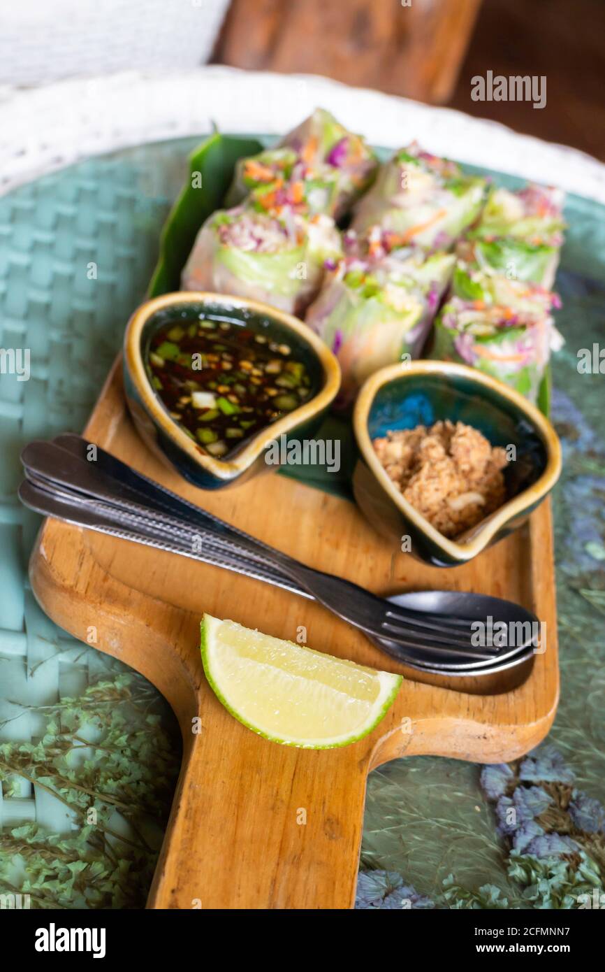 Healthy fresh vegetable spring rolls serving, stock photo Stock Photo ...