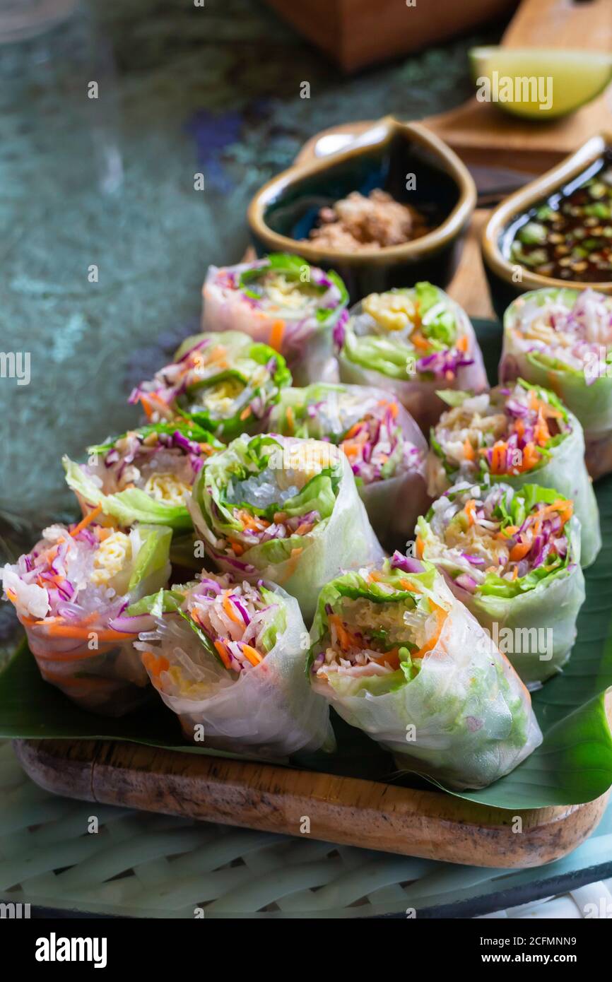Healthy fresh vegetable spring rolls serving, stock photo Stock Photo ...