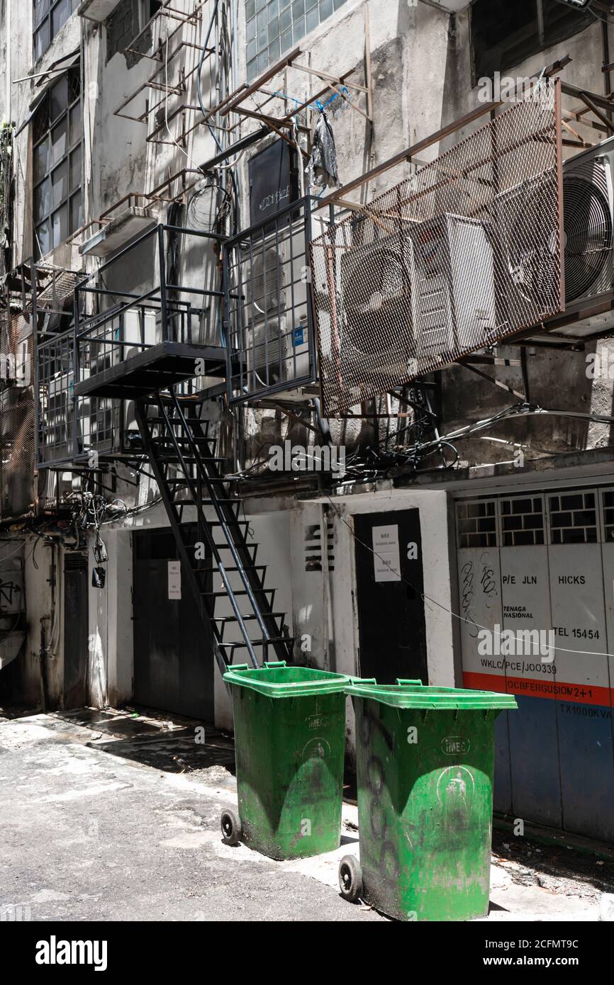 Garbage containers on a city street. Waste containers. Street ...