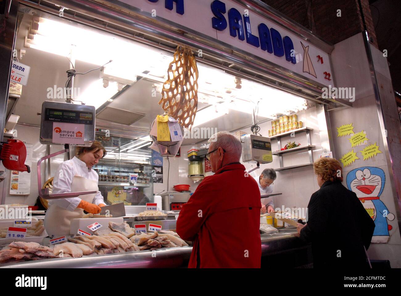 salted fish and cod shop, Hostafrancs market, Barcelona. 2008 Stock ...