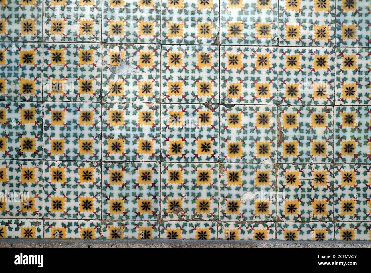 Traditional old tiles wall on the street Portuguese painted tin-glazed ...