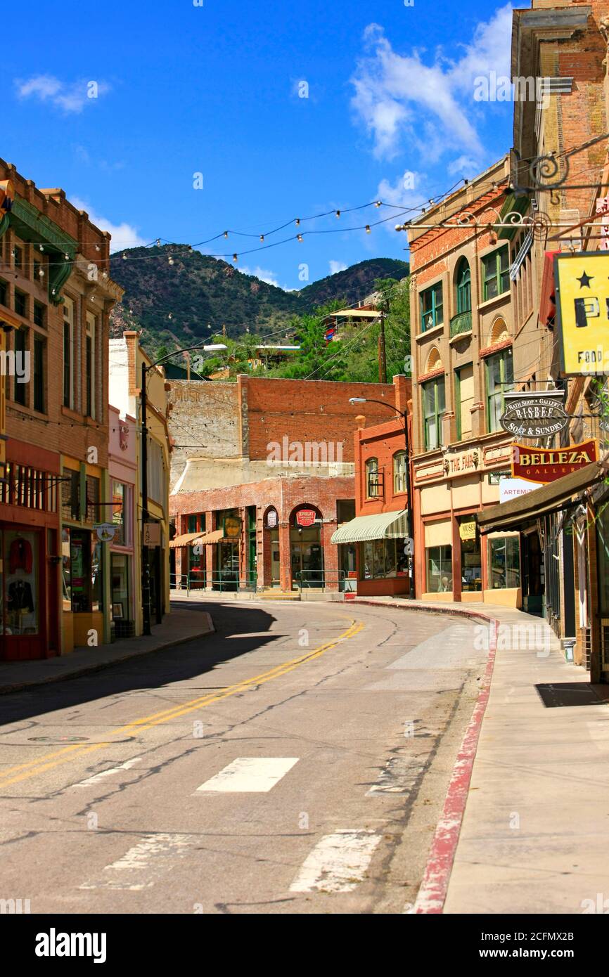 Downtown in historical Bisbee Arizona mining city Stock Photo - Alamy