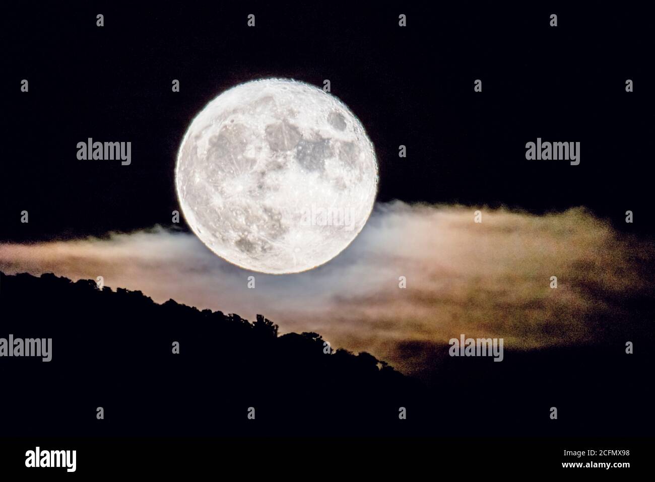 Full September Corn Moon over Rocky Mountains, Salida, Colorado, USA ...