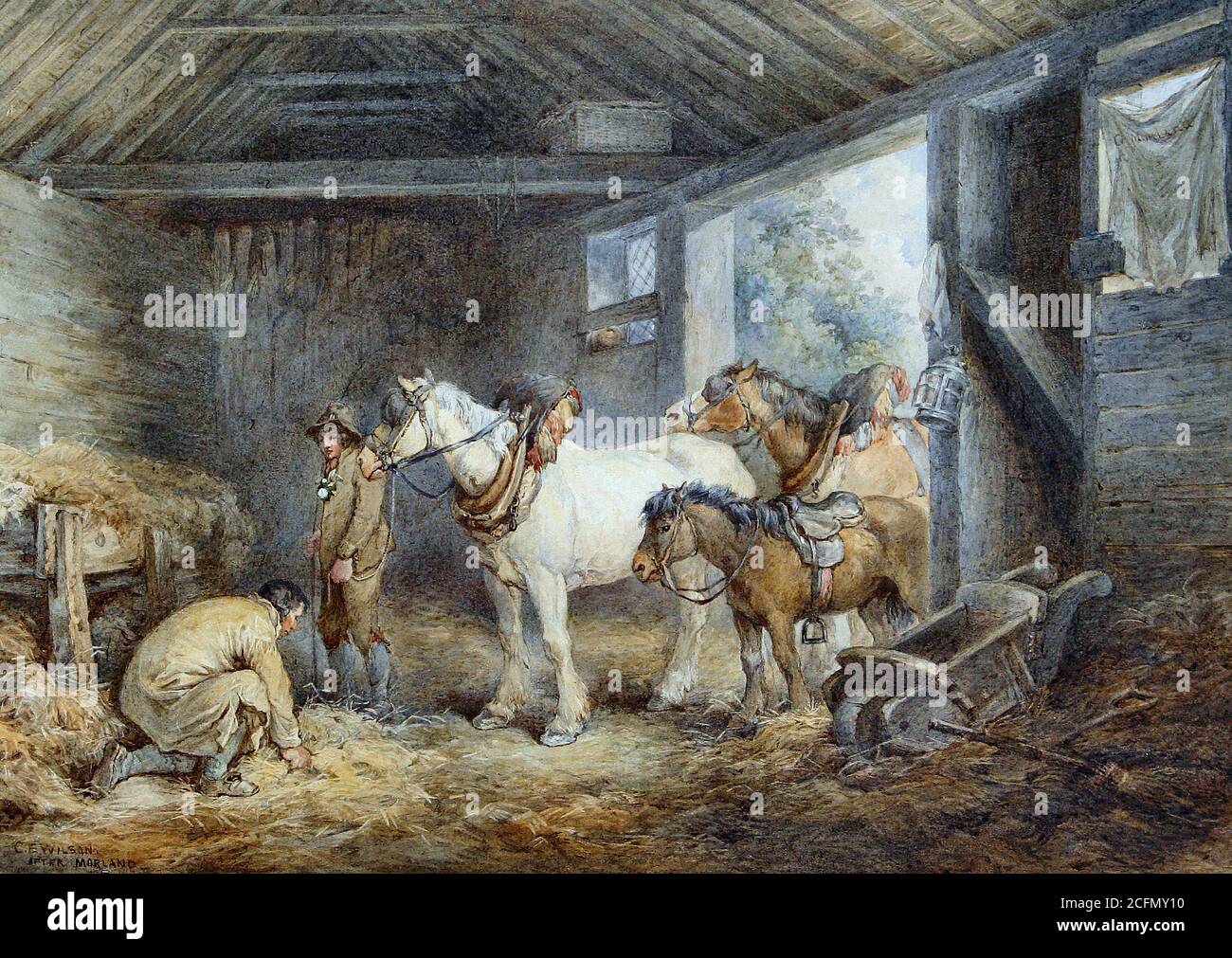 Wilson Charles Edward - Inside of a Stable - British School - 19th ...