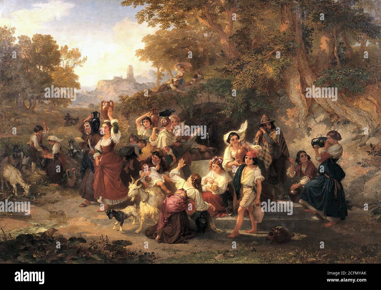 Williams Penry - Neapolitan Peasants at a Fountain - British School ...