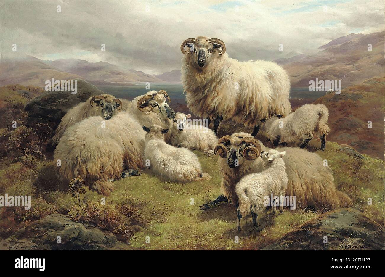 Watson William - Sheep Grazing by a Loch - British School - 19th ...